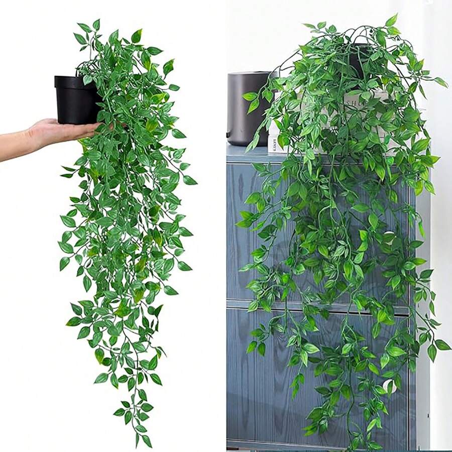 1 Pack Artificial Hanging Plants Fake Potted Green Plants Artificial ...