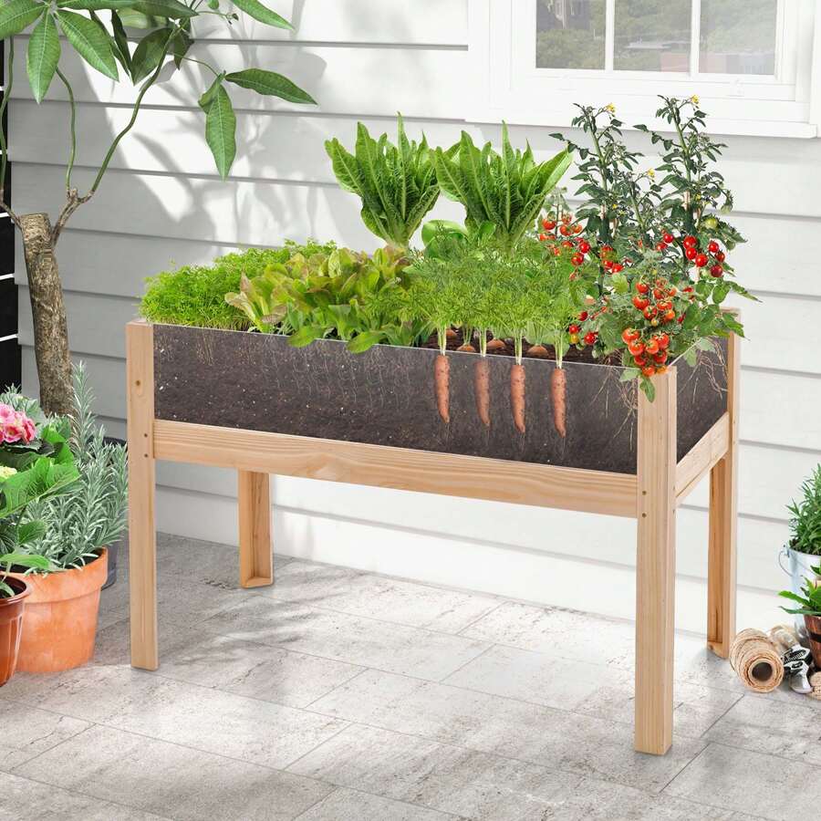 Raised Wooden Garden Bed 24"/31" Elevated Planter Box Plant Terrarium ...