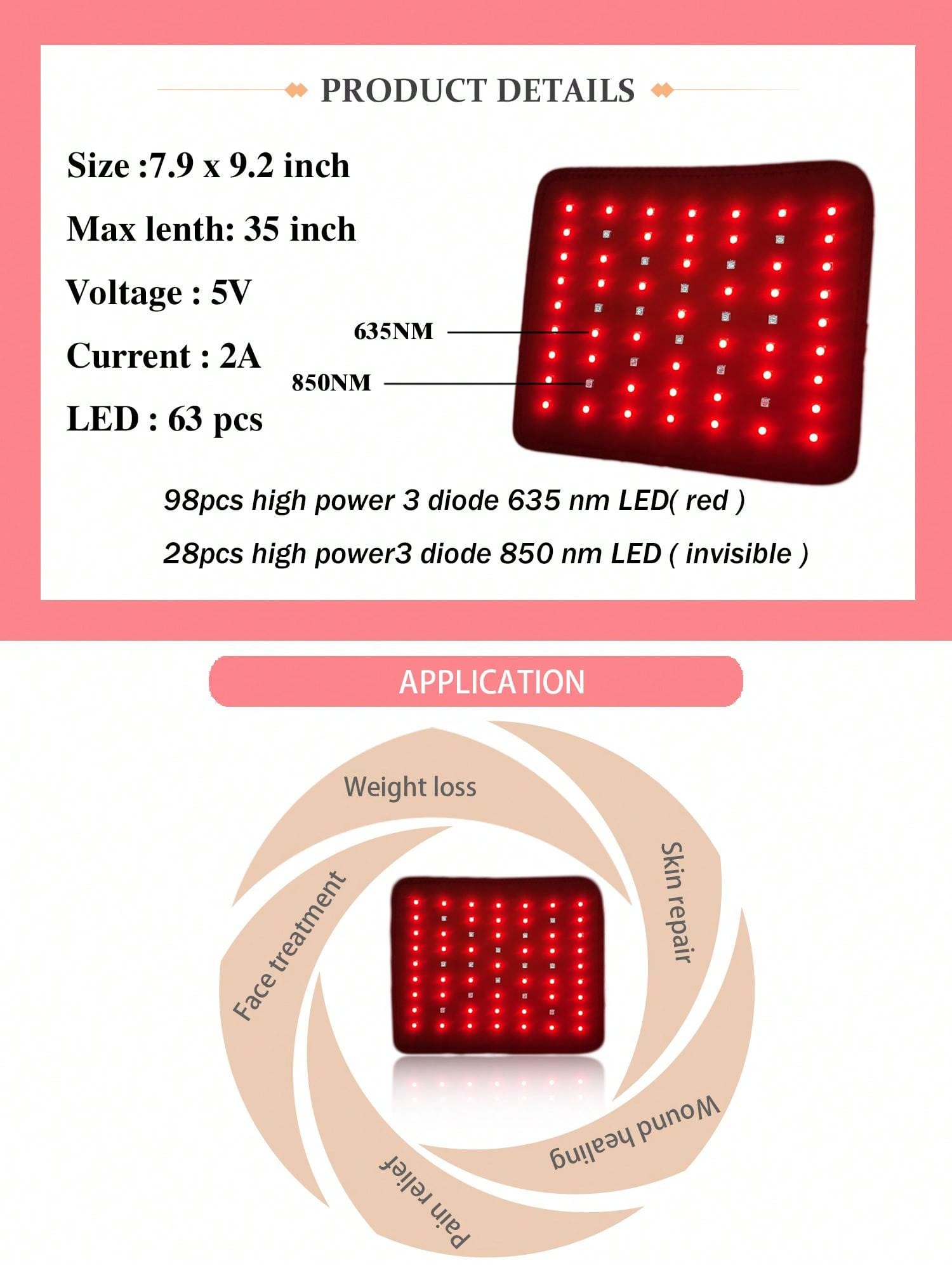 Red Light Belt, Infrared Light Flexible Wearable Wrap For Body , Red ...