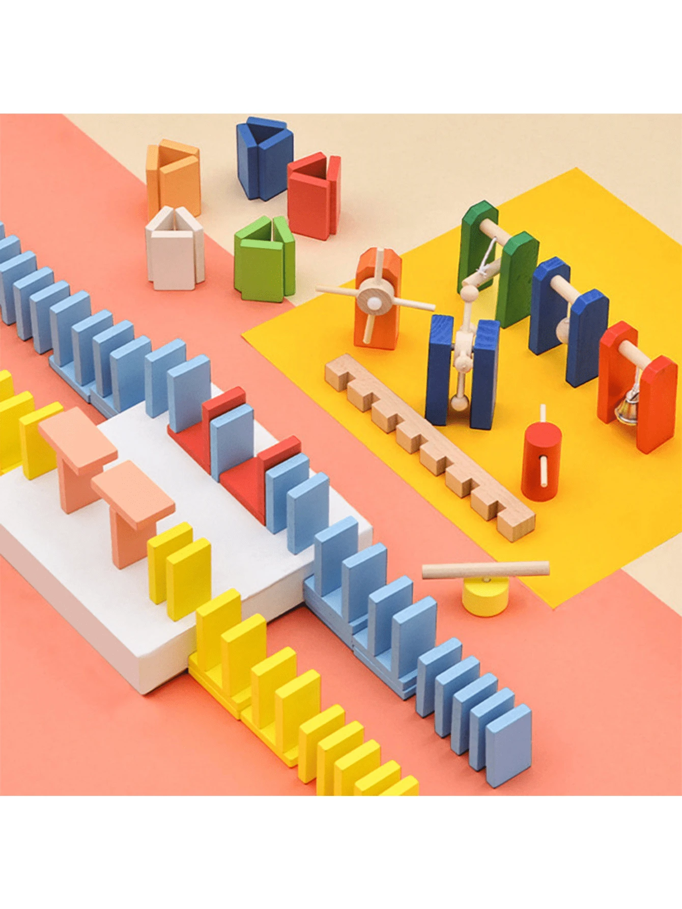 Large Size Colored Wooden Domino Block Set With Mechanical Obstacles ...