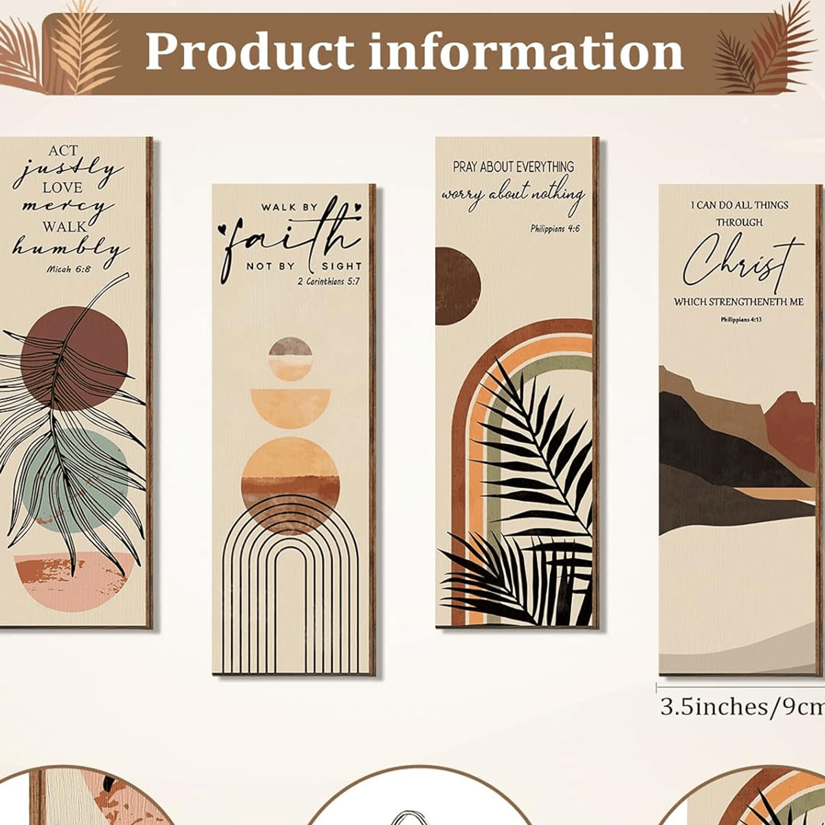 4 Pieces Bible Verses Wall Art Christian Boho Wall Decor Wooden Hanging ...