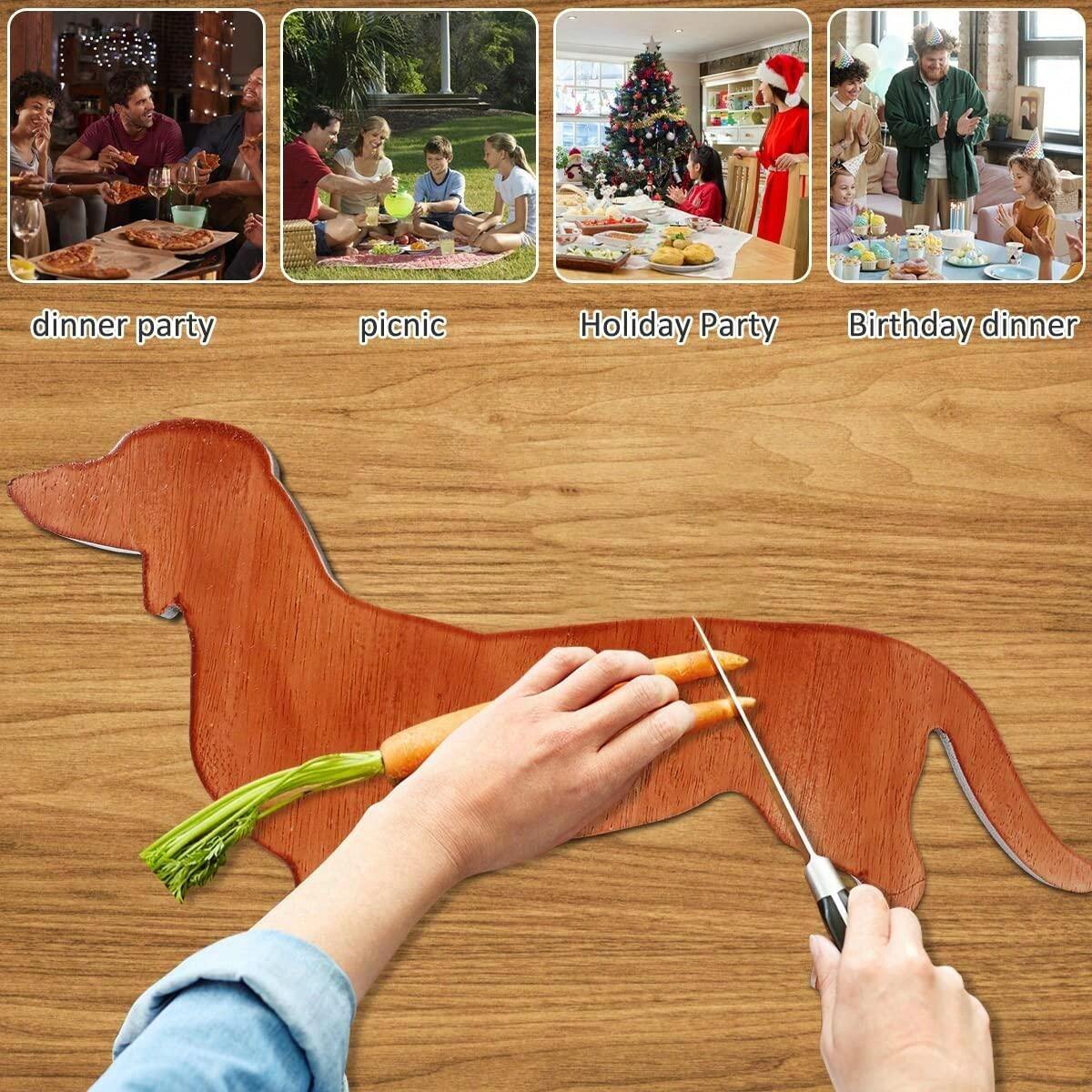 1 Stück hölzerner Abendessen-Teller, niedliches Dackel-Hund-Form ...