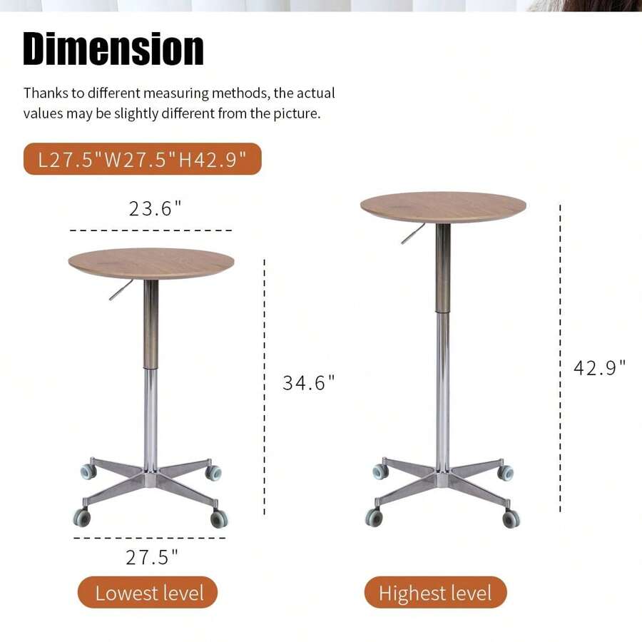 Adjustable Height Bar Table, Portable Pub Table With 360 Swivel Base ...