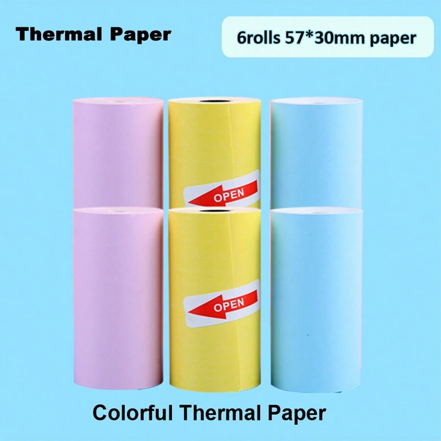 6Rolls HD Mini Portable Printer Thermal Paper Universal 57mm Self ...
