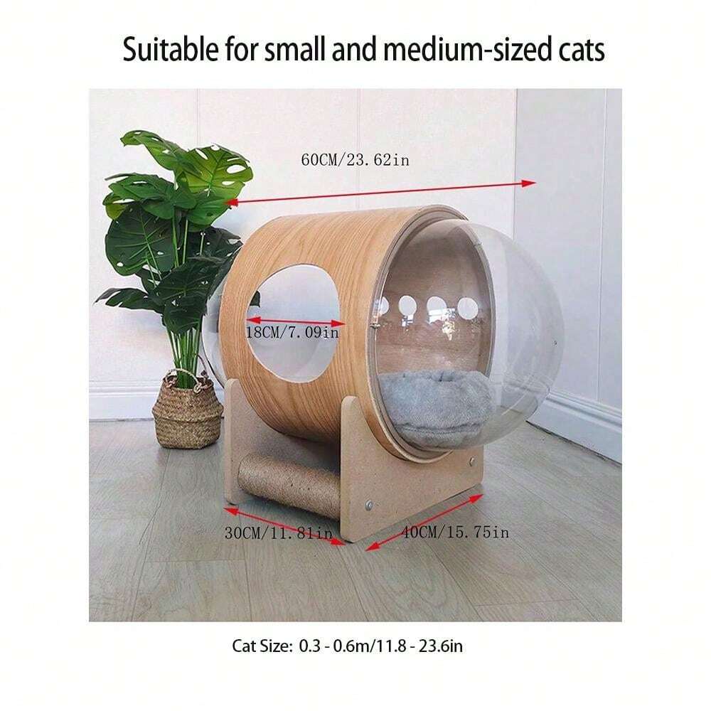 Capsule-Shaped Wooden Cat House With Spacious Interior, Multiple ...