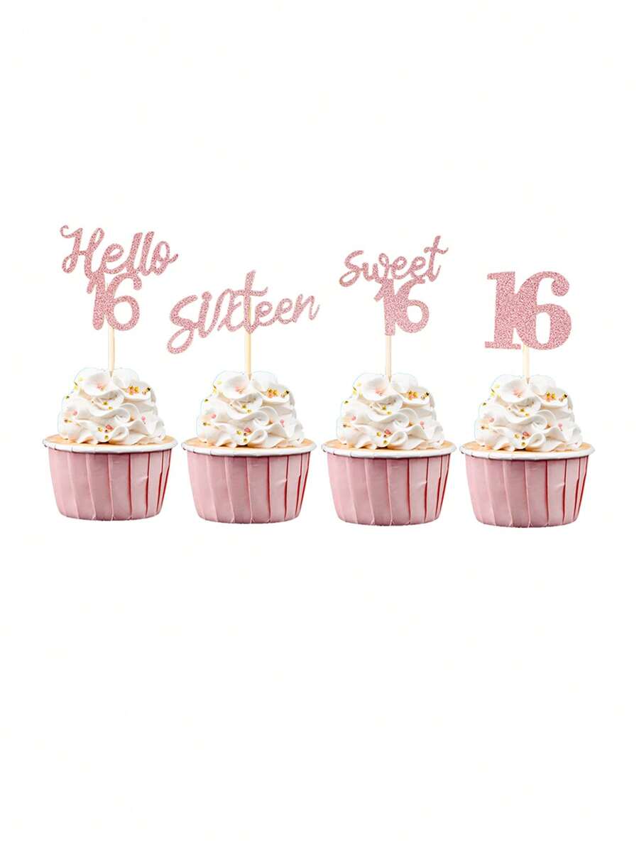 24pcs 16th Birthday Cupcake Toppers Sweet 16 Cake Toppers Hello 16 ...