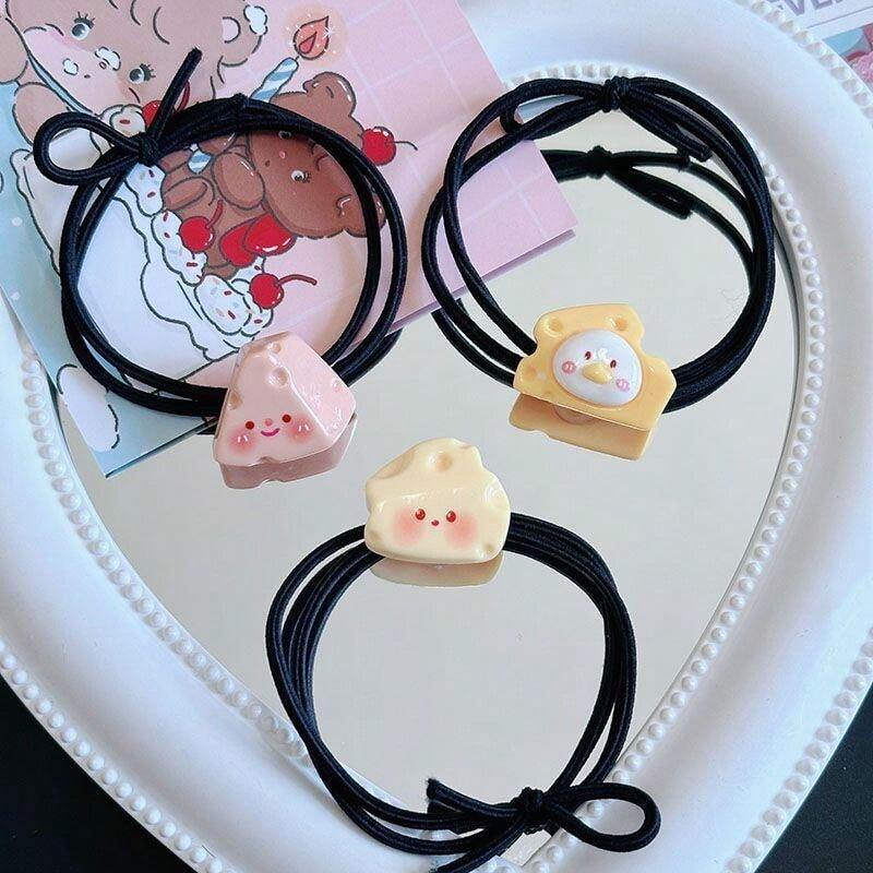 907 Sweet Cheese & Blush Color Cartoon Hair Ties, Cheese Circular Loop ...