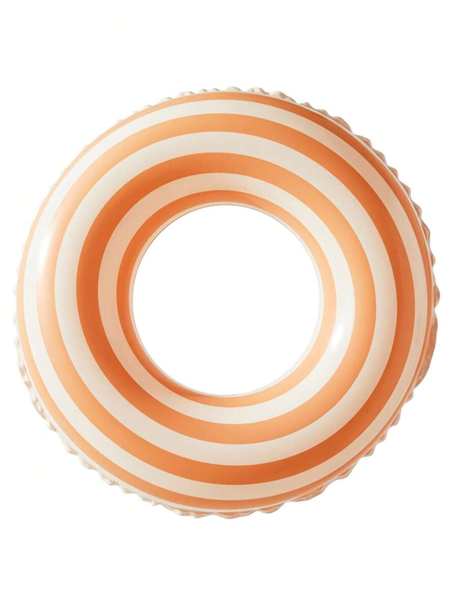 1pc Pvc Thickened Retro Orange Striped Swim Ring Inflatable Toy For ...
