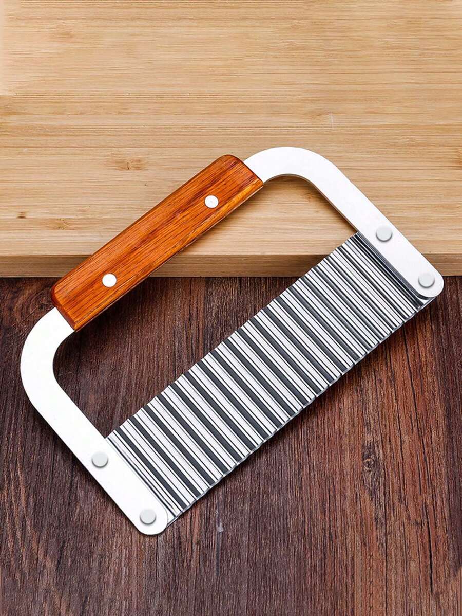 Stainless Steel Wooden Handle Potato Slicer French Fries Cutter Potato ...