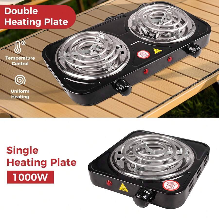 1000W/2000W Portable Electric Burner Single/Dual Stove Hot Plate ...