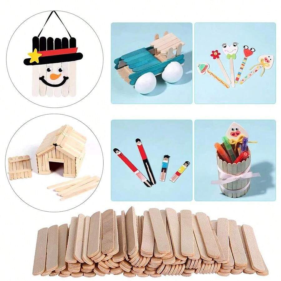 50 Wooden Crafts Lolly Sticks Lollipop Sticks Woodens Natural Wood ...