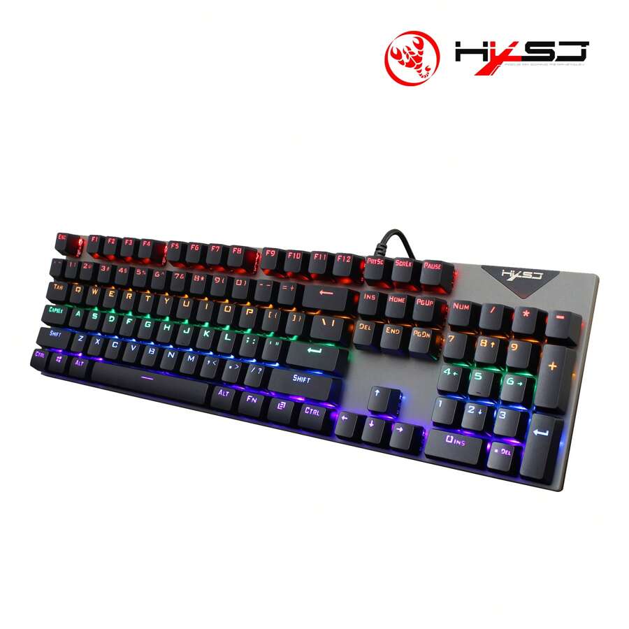 Hxsj Gaming Mechanical Keyboard 104 Keys Blue Switch Colorful Backlit ...