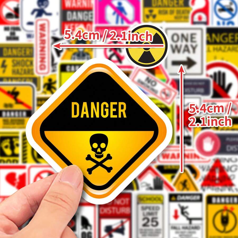 50pcs Warning Stickers, Warning Signs Vinyl Waterproof Stickers For ...