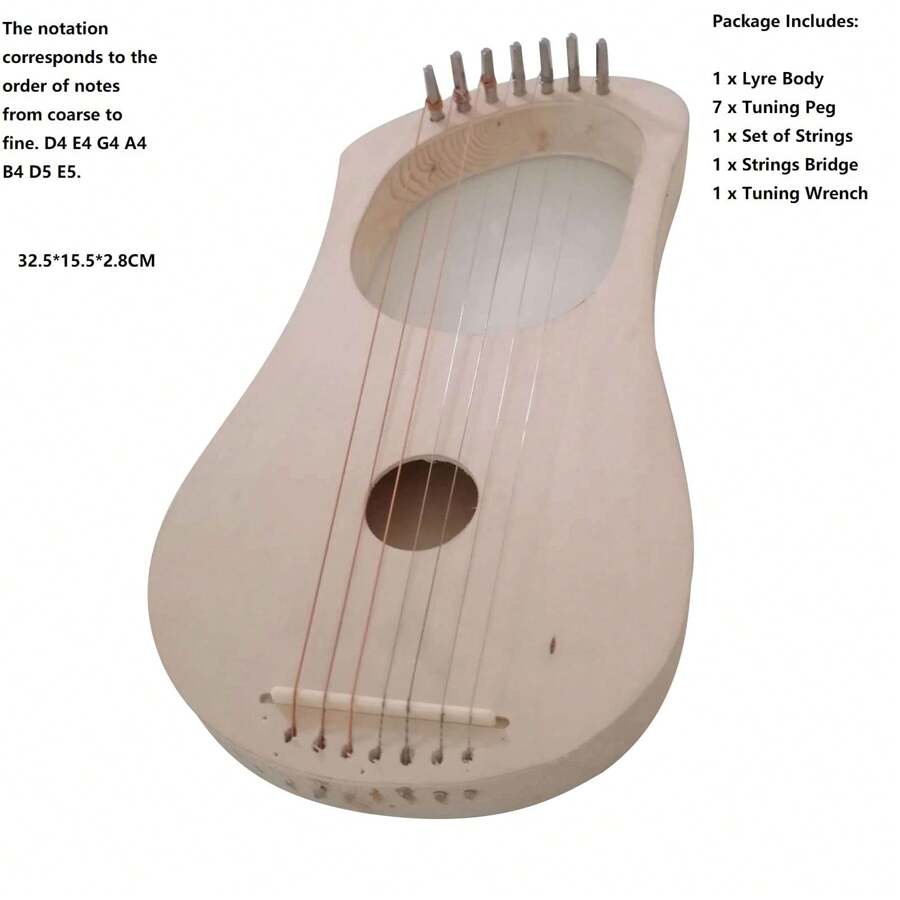 7 String Lyre Harp Ancient Style Lyres Terminalia Wood String Diy