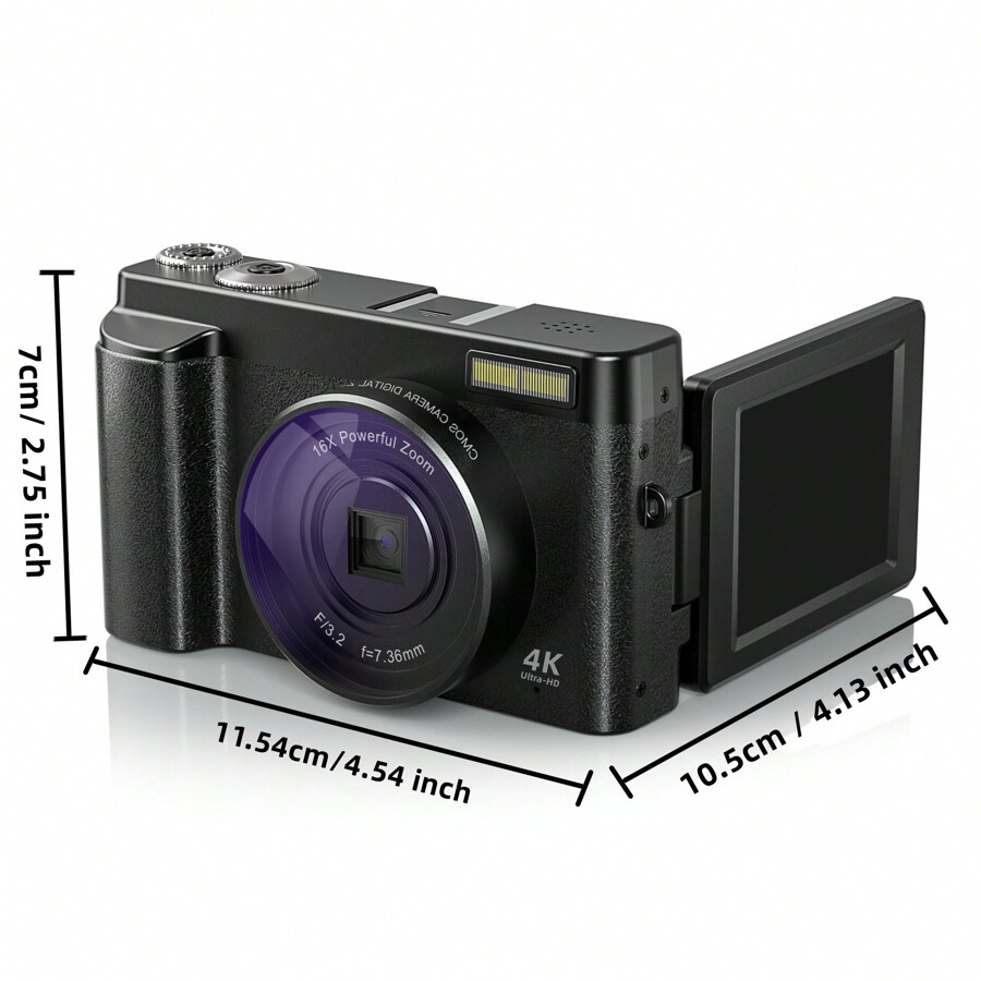 1pc Black High Definition Digital Camera For Outdoor/home Shooting With 32gb Tf Card And Uv Lens ...