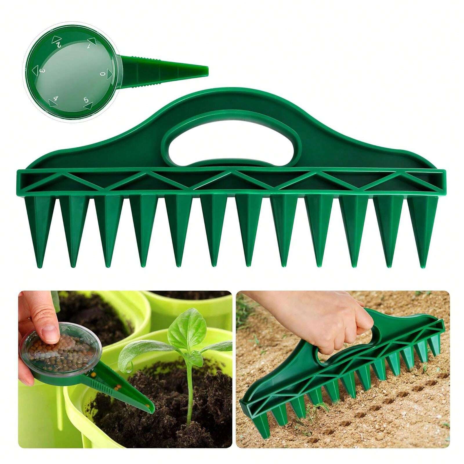 Sowing Seeds Dispenser Set - 12 Holes Seed-In Soil Digger Planter ...