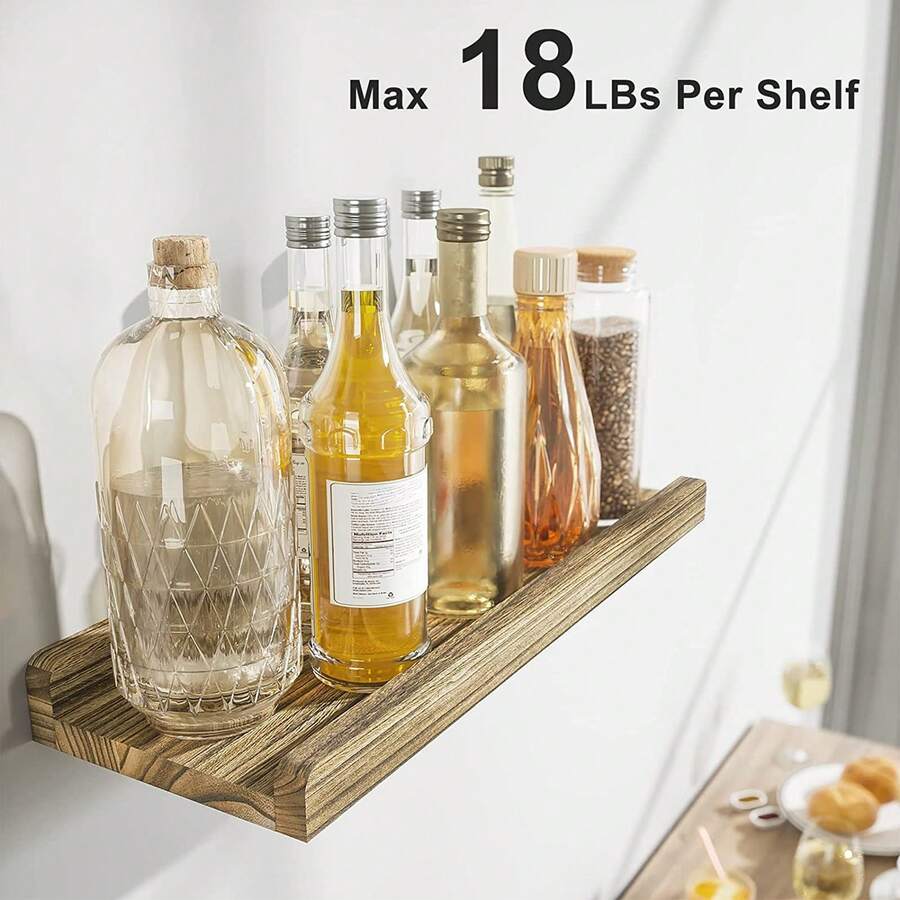 Floating Shelves Wall Mounted Set Of 2, Rustic Wood Wall Shelves For ...