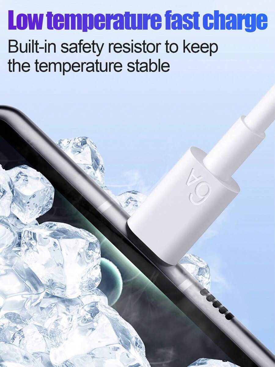 1pc Upgraded High Current Lightning Fast Charging 1m Type-C Data Cable ...