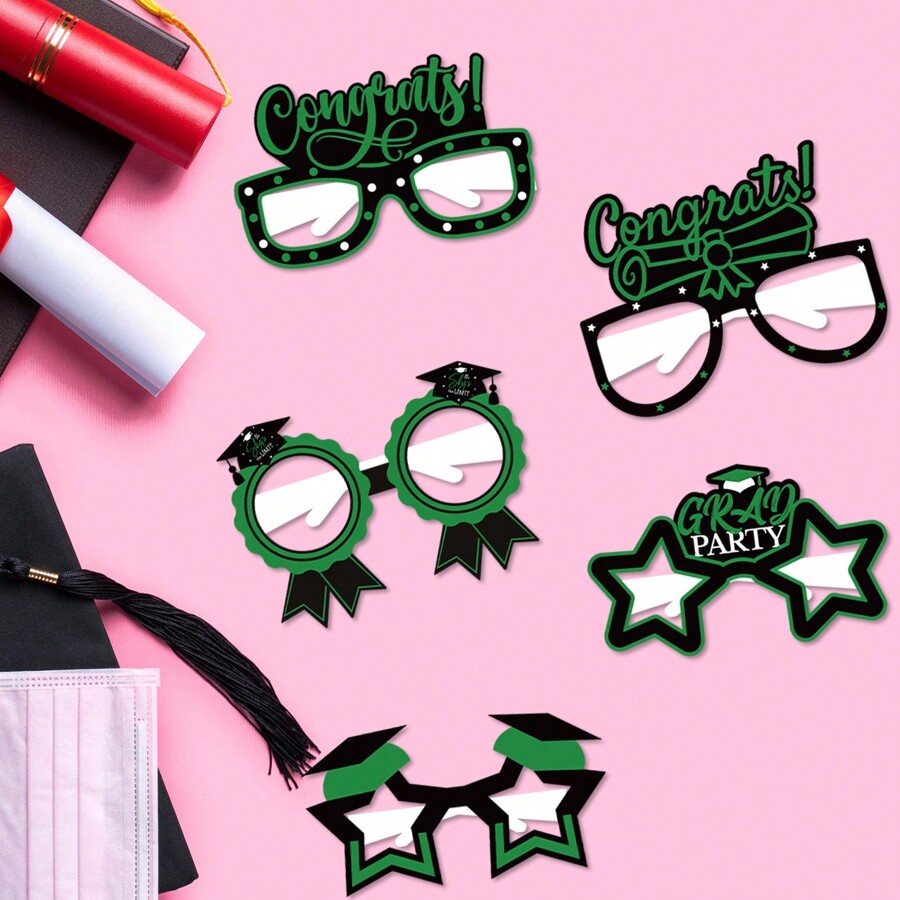 24PCS Graduation Decorations Class Of 2024, Paper Hats And Glasses For ...