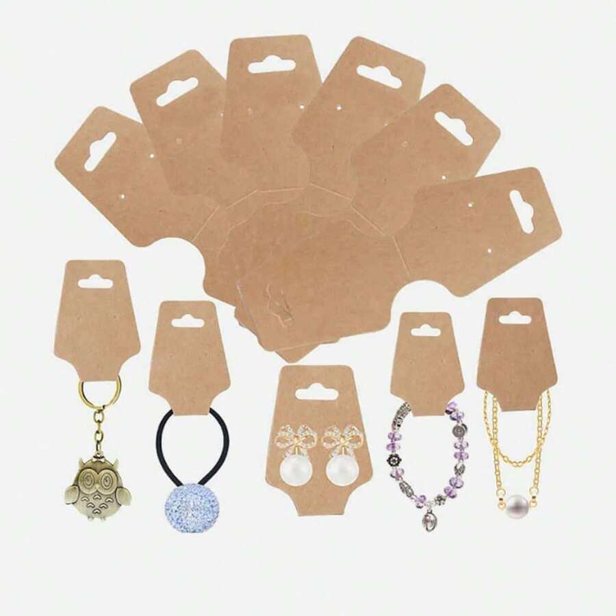 50pcs Foldable Cardboard Jewelry Packaging Card With Elastic String ...