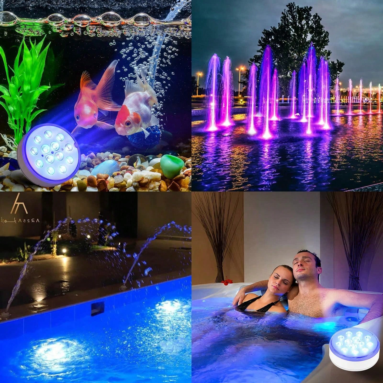 2pack Pool Lights, Rechargeable Submersible LED Lights With Remote ...