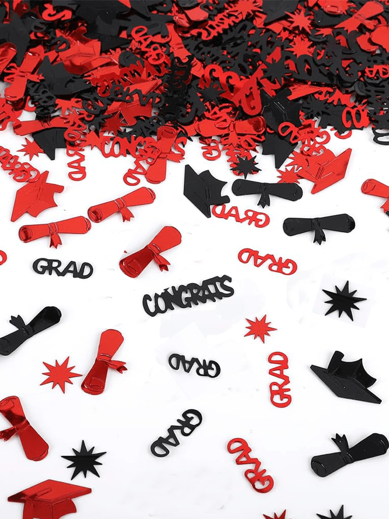 Black And Red Graduation Party Decoration, University Confetti Table ...