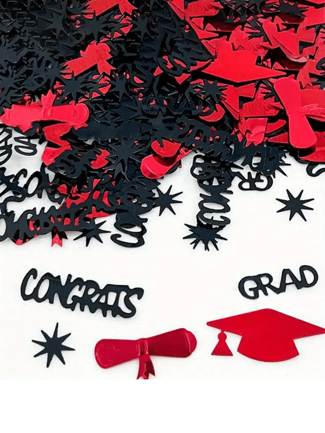 Black And Red Graduation Party Decoration, University Confetti Table ...