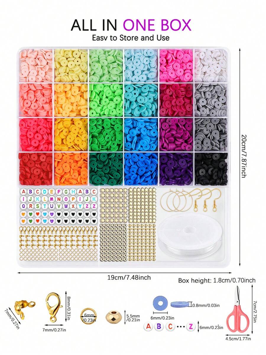 4800pcs Clay Bead Bracelet Making Kit, Preppy Friendship Flat Polymer ...