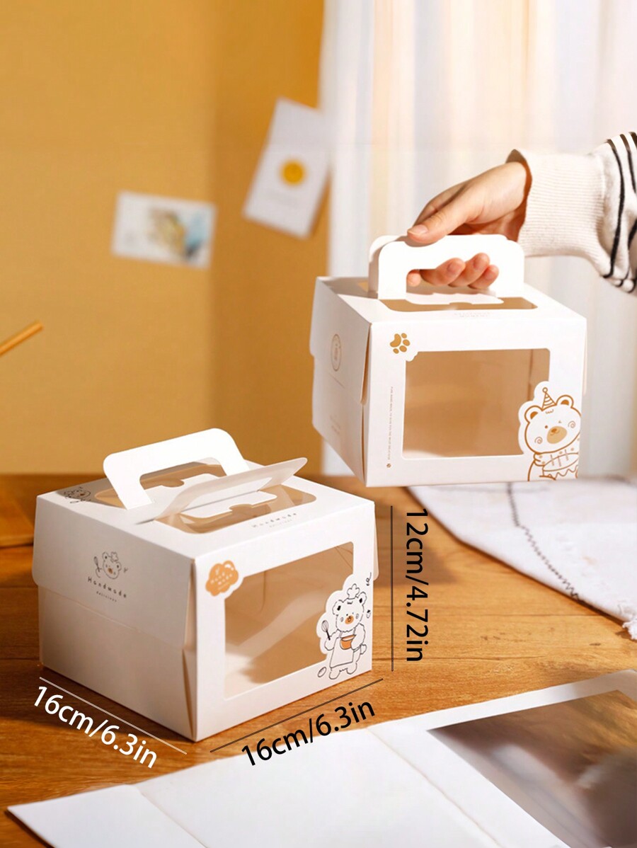 10 Pieces Of 4-Inch Small Cake Portable Boxes, Bakery Slice & Window ...