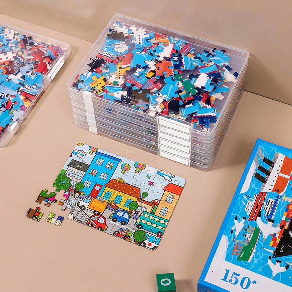 Puzzle Storage Box Toy Building Blocks Sorting Container Transparent ...