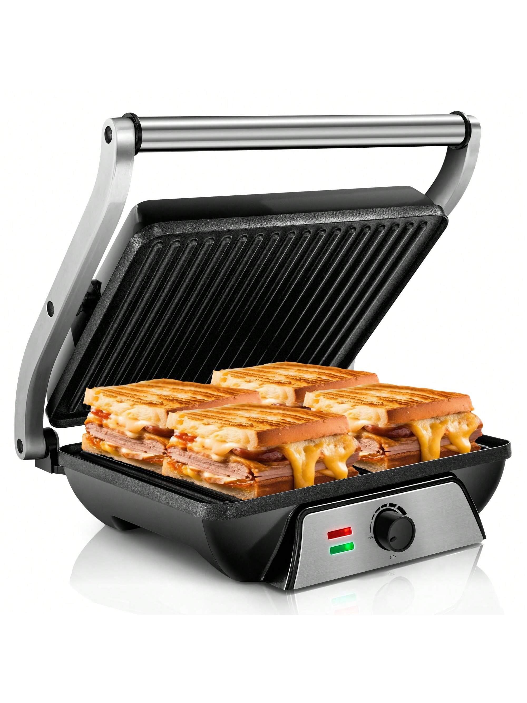 3-In-1 Electric Indoor Grill - Panini Press With Non-Stick Cooking ...