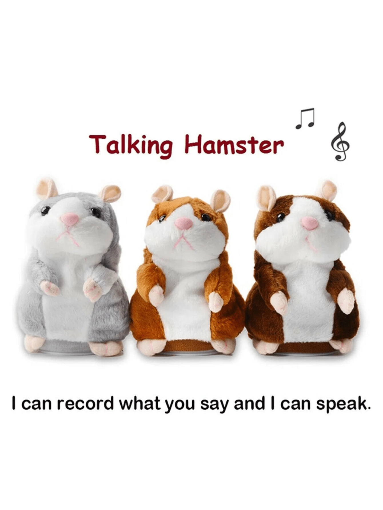 16.5cm/6.5inch Cute Talking Hamster Toy Plush Animals Repeating And ...