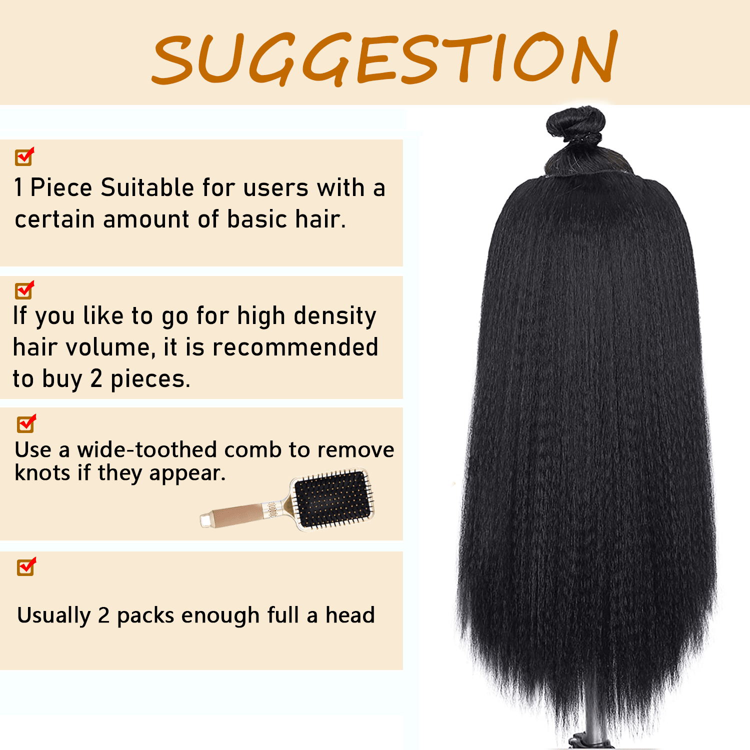 22 Pulgadas 7 Piezas Extensiones De Cabello Con Clip Recto Kinky Para ...
