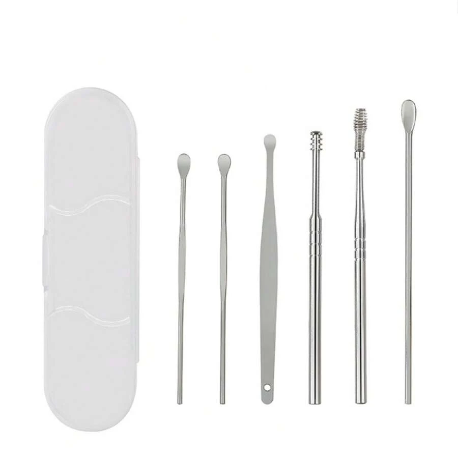 6-Piece Ear Cleaning Tool Set With Spiral Spring Earwax Remover, Home ...