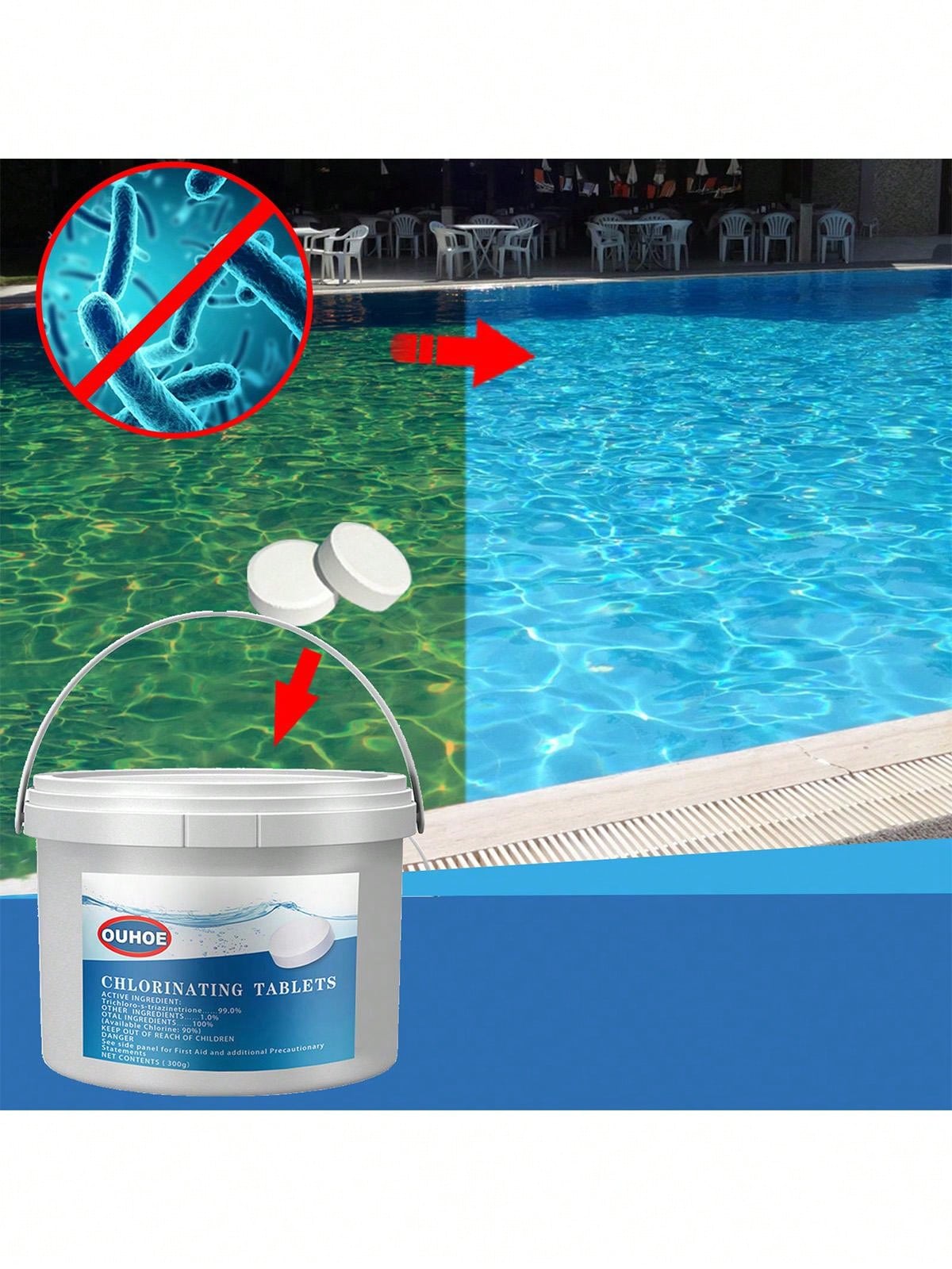 1pc 300g Swimming Pool Effervescent Tablets Water Quality ...