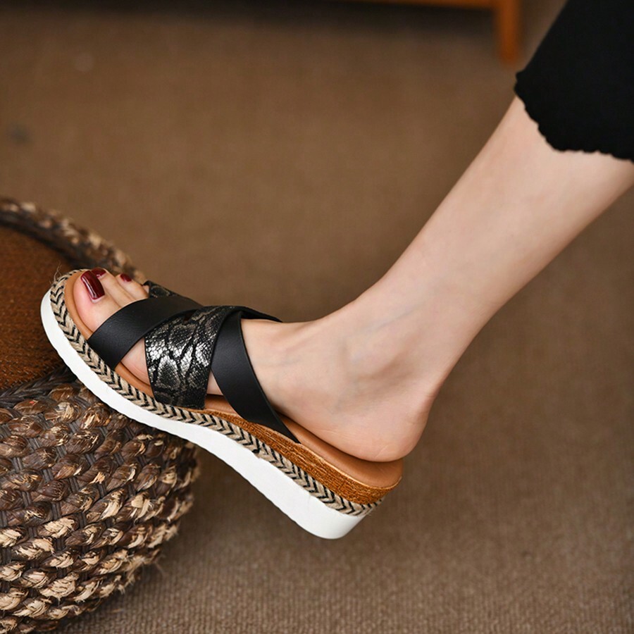 Sandálias Femininas Confortáveis De Uma Alça Com Salto Grosso ...