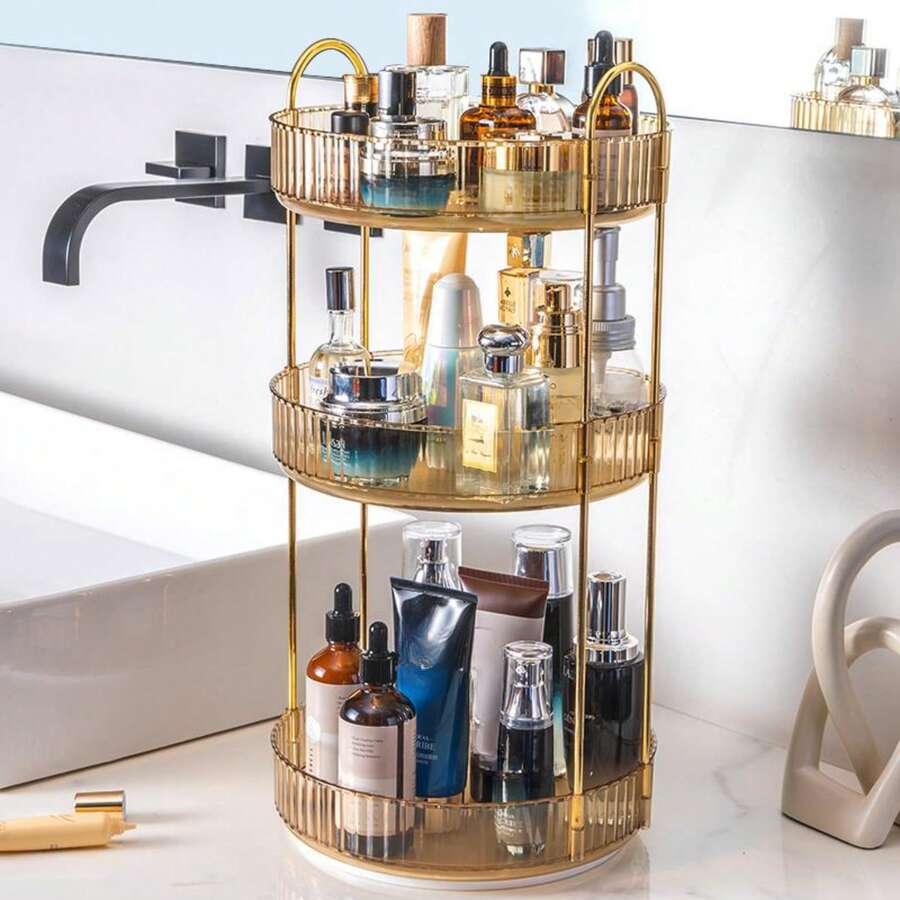 Bathroom Double-Layer Storage Rack For Toiletries, Makeup Organizer Box ...