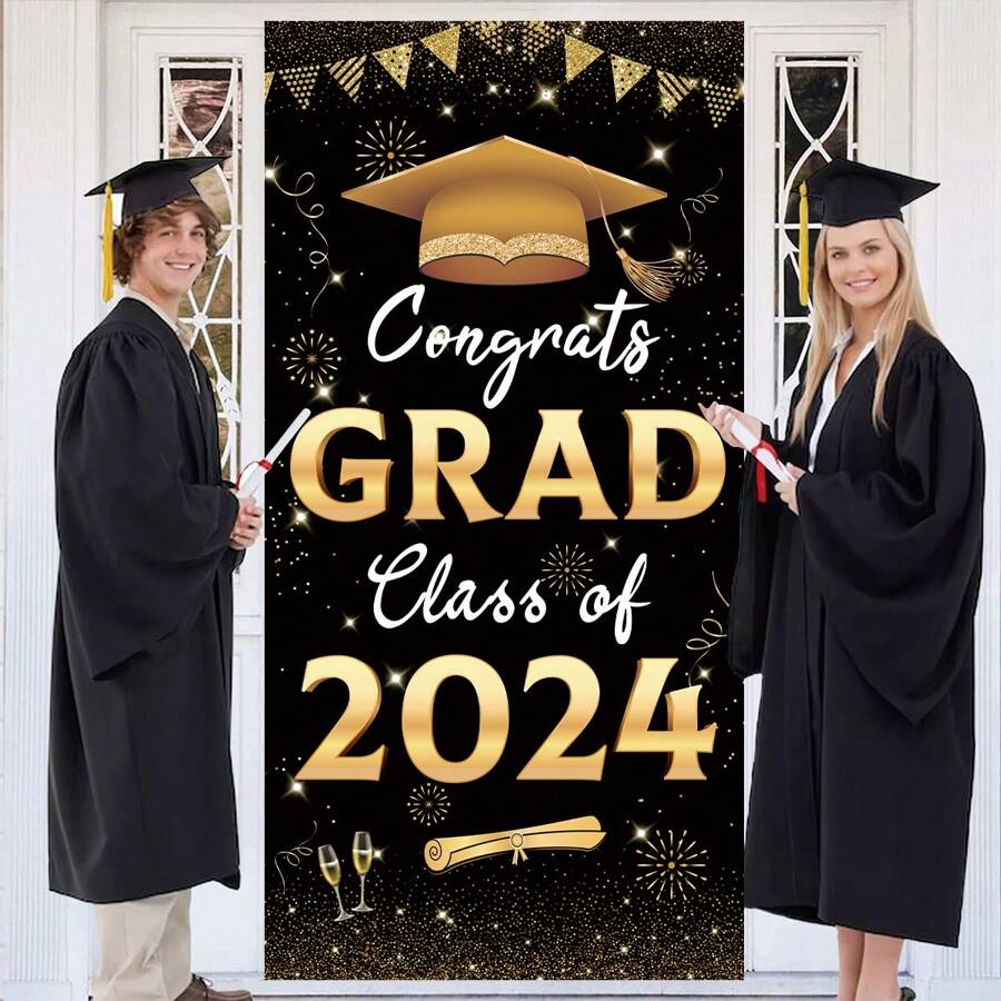 2024 Graduation Themed Vertical Flag - 1pc Congrats Grad. Perfect For ...