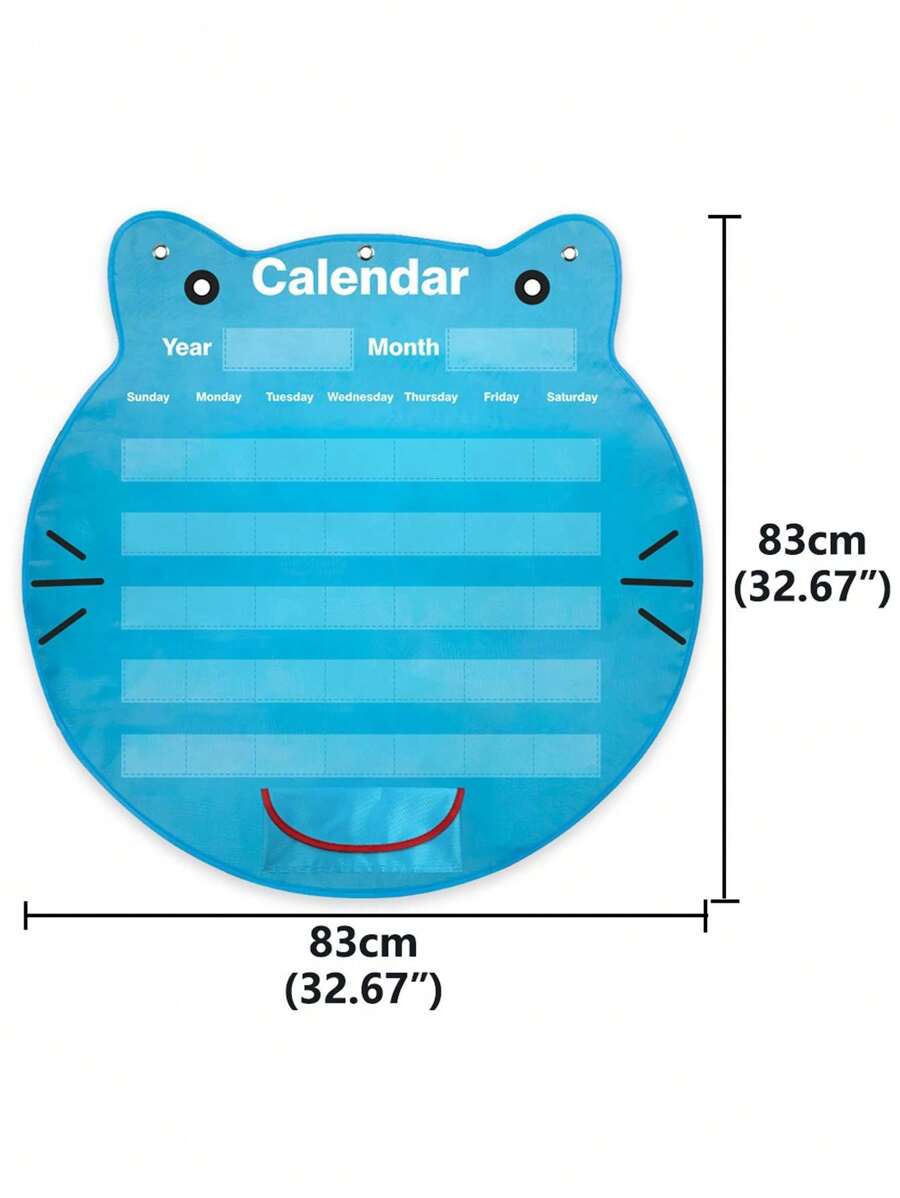 English Teaching Material Cat Head Moon Calendar Wall Pocket Chart For ...