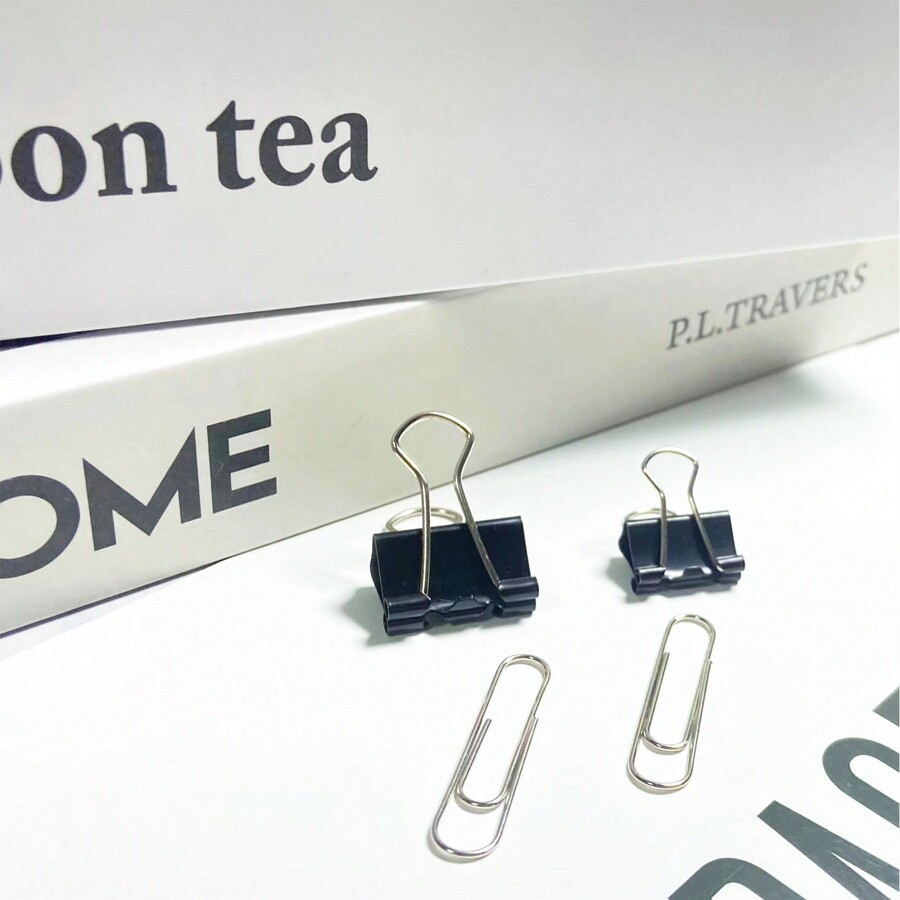 100pcs Paper Clip And Binder Clip Set, Including 32mm Paper Clips, 19mm ...