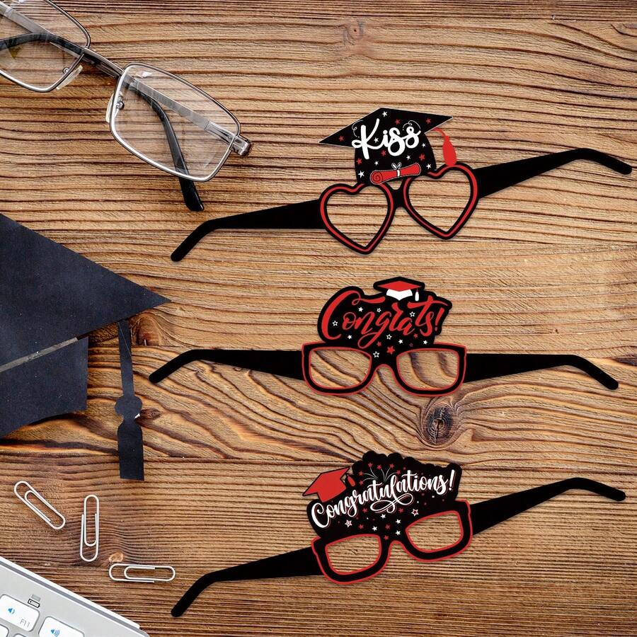 24PCS Graduation Decorations Class Of 2024, Paper Hats And Glasses For ...