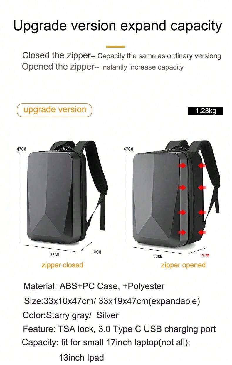 Anti-Theft Hard Shell Expandable Laptop Backpack, Waterproof Travel ...