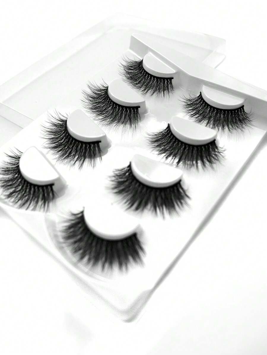 4pairs Full And Voluminous 20mm Natural Cross False Eyelashes, Thick ...