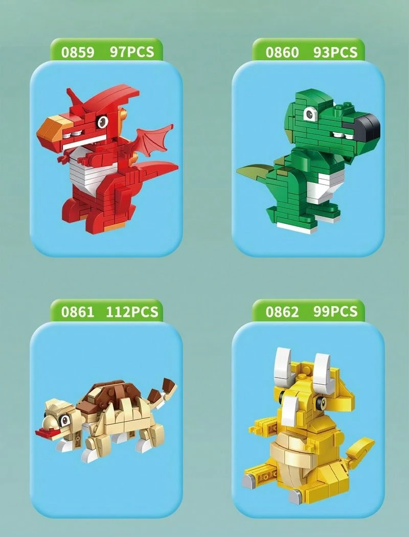 Kids' Educational Building Block Toy Dinosaur Model, Cartoon Version T ...