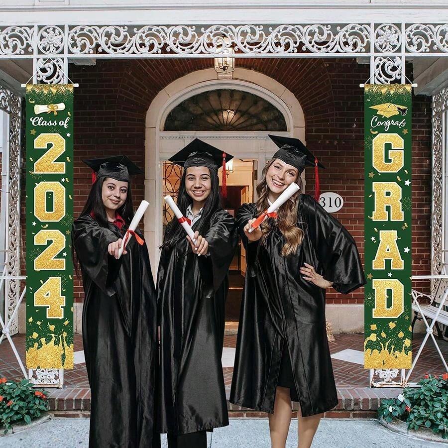 1Set Graduation Decorations 2024 GRAD Banner Green Graduation Party ...