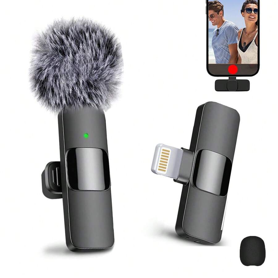 Wireless Lavalier Microphone Compatible With IPhone IOS Plug And Play ...