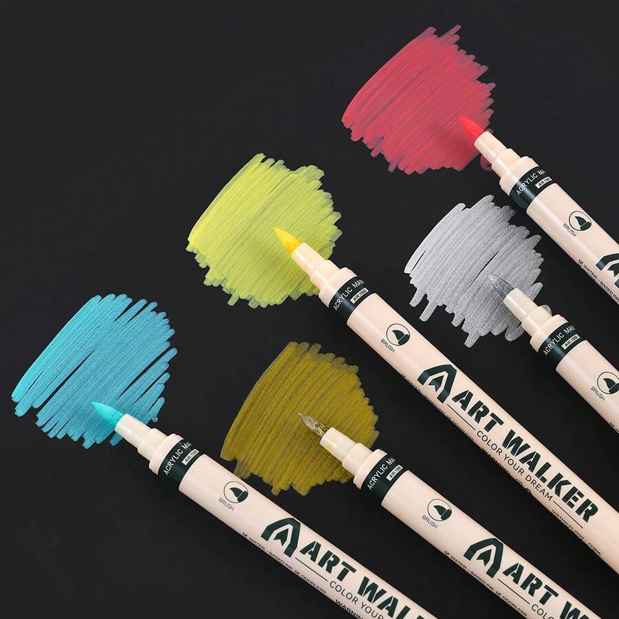 ART WALKER 36-Color Acrylic Paint Marker Pen Set With Fine And Brush ...
