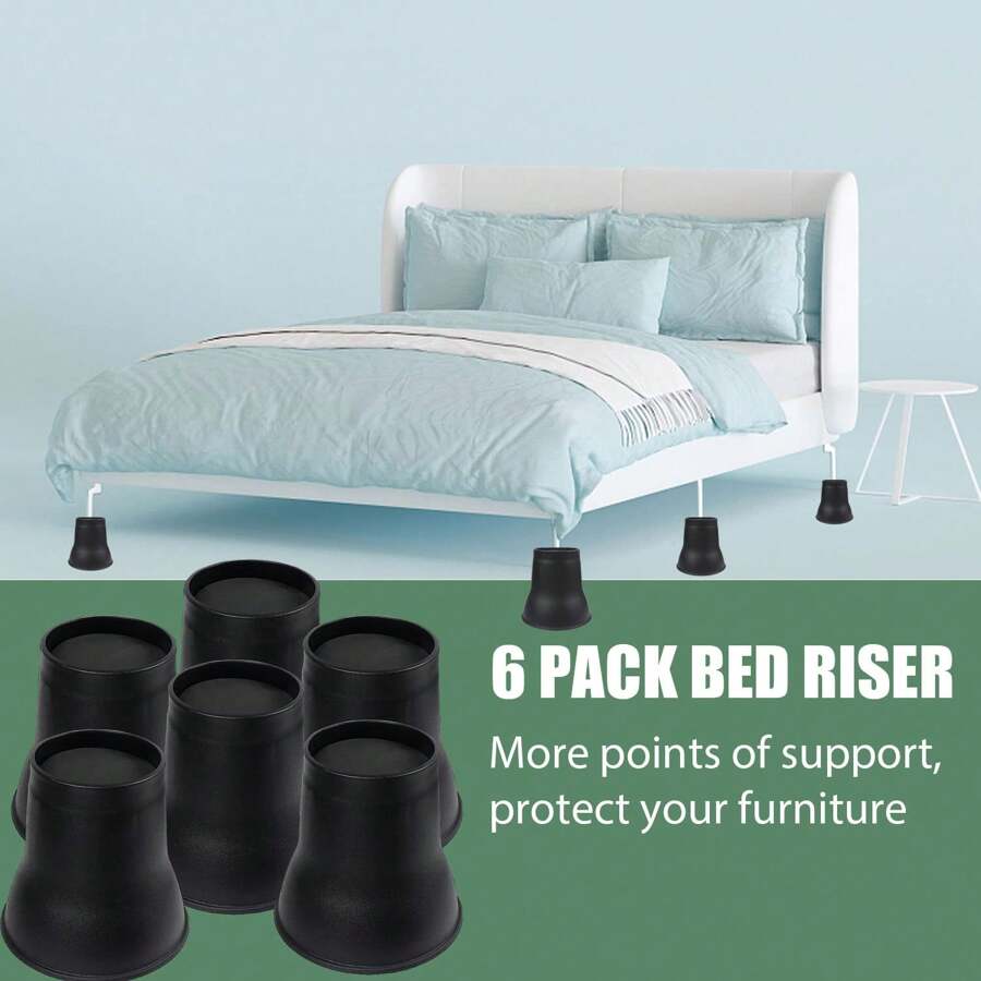 Bed Risers 6 Inch, 6 Pack Heavy Duty Bed Furniture Risers, Lift Up To ...