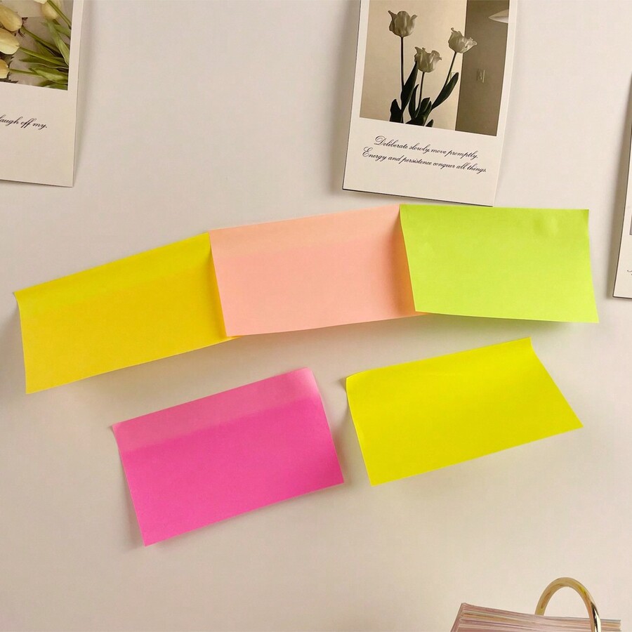 80pcs Fluorescent Sticky Notes, Self-Adhesive Memo Pads For Office ...