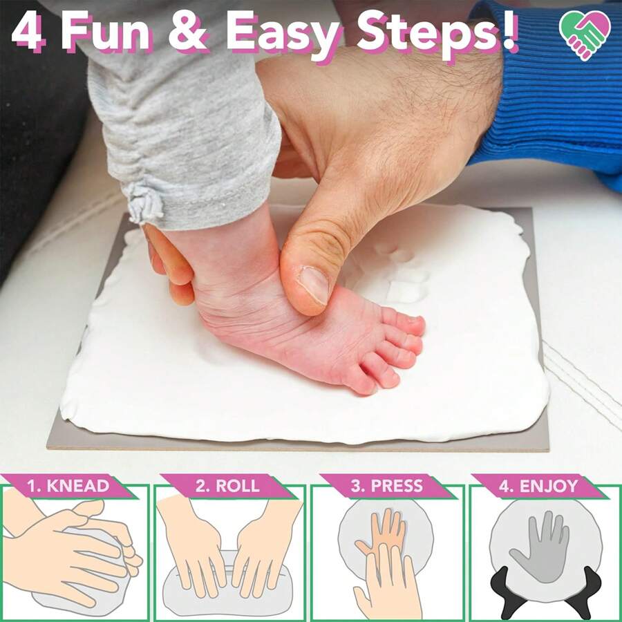 1pc Round Newborn Baby Handprint And Footprint Ink Pad, Baby's First ...